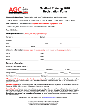 Fillable Online 2018 Scaffold Training Registration Form. 2018 Scaffold ...