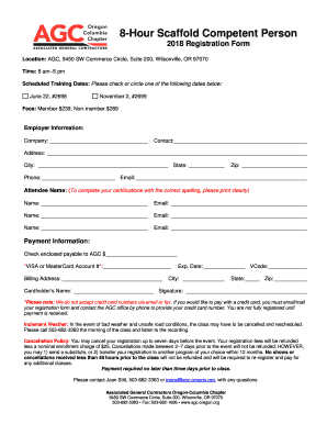 Fillable Online 8-Hour Scaffold Competent Person Registration Form. 8 ...