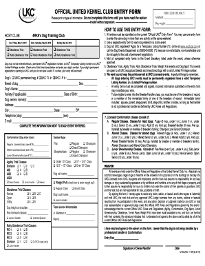Fillable Online 2010 4RK9S UKC ENTRY FORM Fax Email Print - pdfFiller