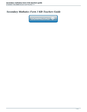 Fillable Online Secondary Mathatics Form 3 Klb Teachers Guide ...