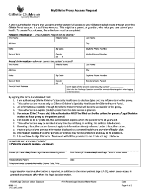 Fillable Online MyGillette Proxy Access Request Fax Email Print - pdfFiller