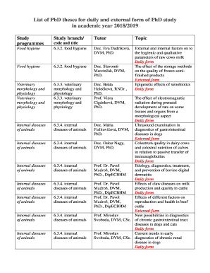 Fillable Online List of PhD theses for daily and external form of PhD ...