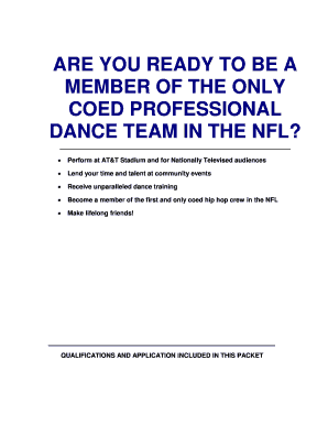 Fillable Online DALLAS COWBOYS FOOTBALL CLUB CHEERLEADER APPLICATION ...