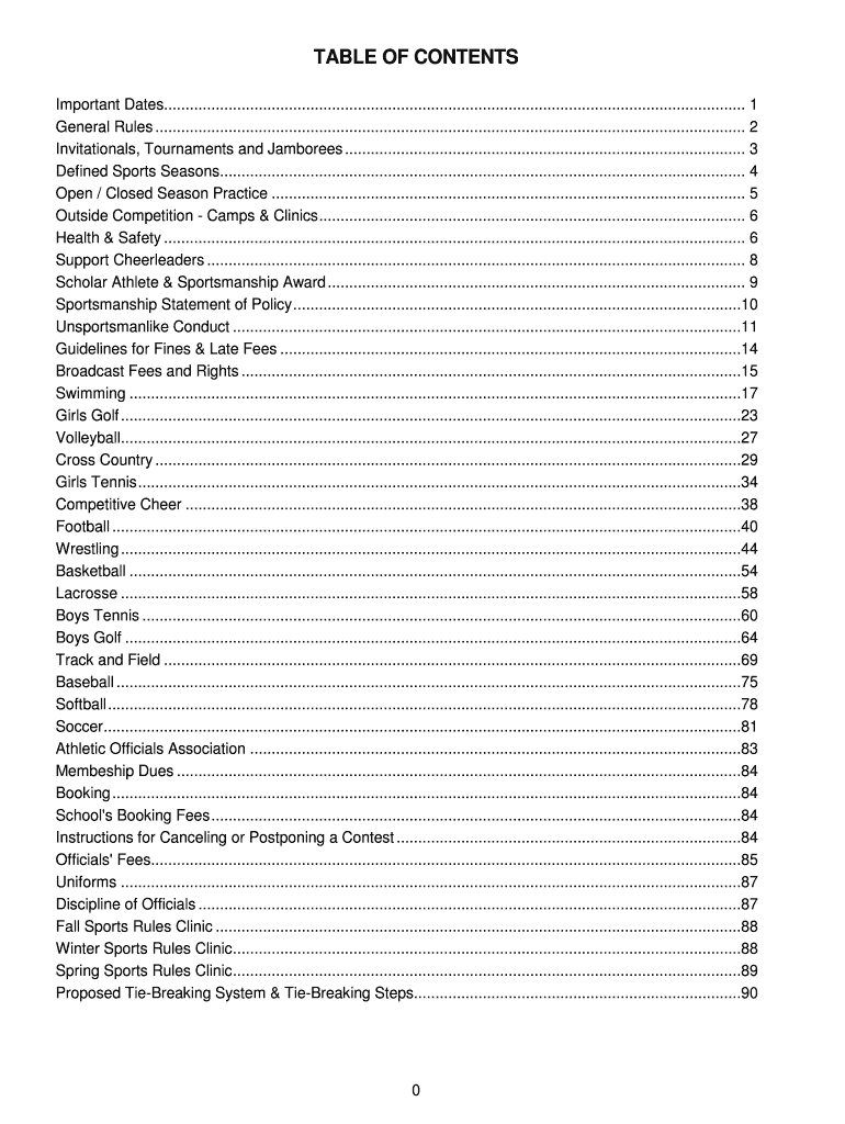 Fillable Online BASKETBALL Table of Contents - SDHSAA Fax Email Print ...