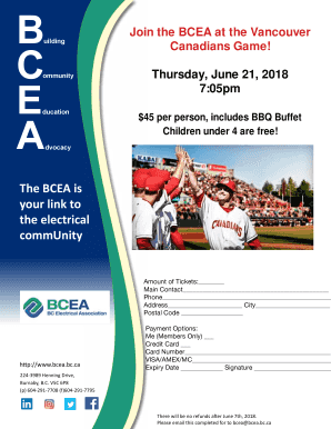 Fillable Online Join the BCEA at the Vancouver Fax Email Print - pdfFiller