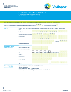 Fillable Online Choice of superannuation fund Choice nomination form ...