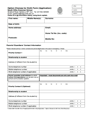 Fillable Online APPLICATION FORM FOR SIXTH FORM - swgs.wilts.sch.uk Fax ...