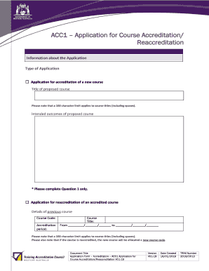 Fillable Online ACC1 Application for Course Accreditation/ Reaccreditation Fax Email Print ...