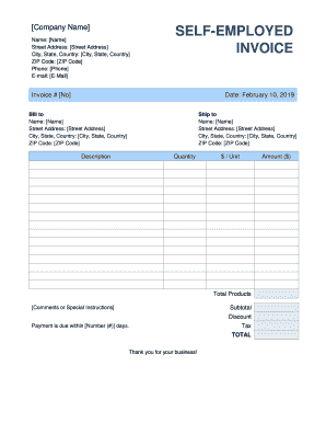 Fillable Online Self-Employed Invoice Template Fax Email Print - pdfFiller