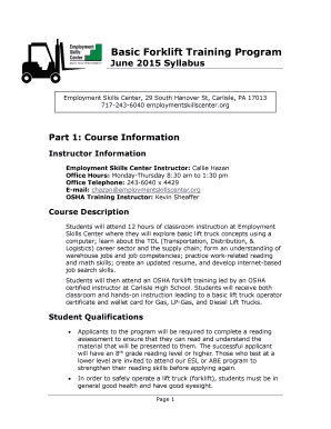 Fillable Online Basic Forklift Training Program Fax Email Print - pdfFiller