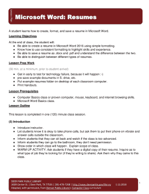 Fillable Online A student learns how to create, format, and save a ...