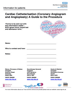 Fillable Online Cardiac Catheterisation (Coronary Angiogram and ... Fax ...
