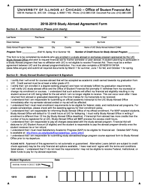 Fillable Online 2018-2019 Stud Abroad Agreement Form Fax Email Print - pdfFiller
