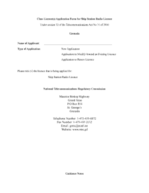 Fillable Online Class Licence for Ship station Licence Fax Email Print ...