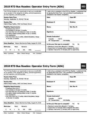 Fillable Online 2018 RTD Roadeo Entry Forms - coloradotransit.com Fax ...