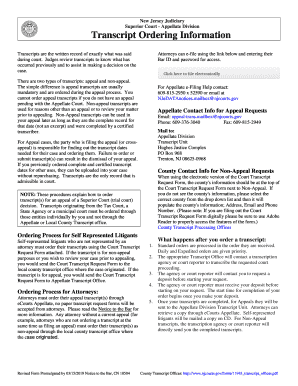 Fillable Online Appellate - Transcript Request Form with Instructions Fax Email Print - pdfFiller