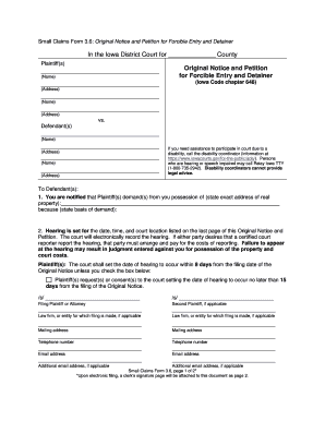 Fillable Online 6: Original Notice and Petition for Forcible Entry and ...