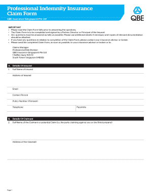 Fillable Online QBE-HKSI Claim Form - Insur-Union Insurance Brokers ...