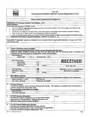 Fillable Online Act 127 PUC - Pennsylvania PUC Fax Email Print - pdfFiller