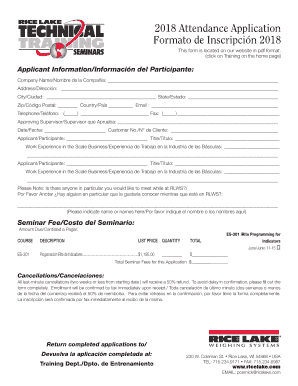 Fillable Online 2018 Attendance Application Formato de Inscripcin 2018 ...