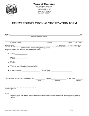 Fillable Online RENEW REGISTRATION AUTHORIZATION FORM Fax Email Print ...