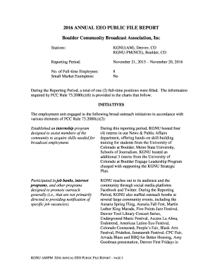 Fillable Online 2016 ANNUAL EEO PUBLIC FILE REPORT Boulder Community ...