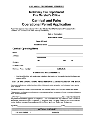 Fillable Online Carnival and Fairs Operational Permit Application Fax ...
