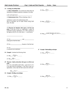Fillable Online Calculus Worksheet 1 - erhsnyc.org Fax Email Print ...