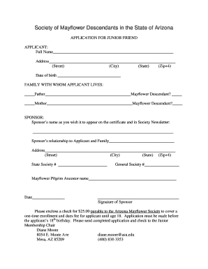 Fillable Online Mayflower Jr. Friend Application 08-29-2014.docx Fax ...