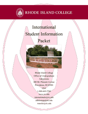 Fillable Online International Student Information Packet - ric.edu Fax ...