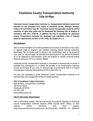 Fillable Online Sample of Title VI Plan - charlevoixcounty.org Fax ...