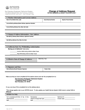Fillable Online Change of Address Form - San Francisco Employees ...