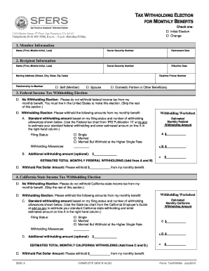 Fillable Online SFERS Tax Withholding - San Francisco Employees ...