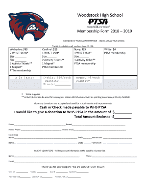 Fillable Online WHS Membership Form 20182019 Fax Email Print - pdfFiller
