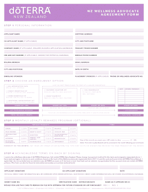 Fillable Online nz wellness advocate agreement form - doTERRA Fax Email ...