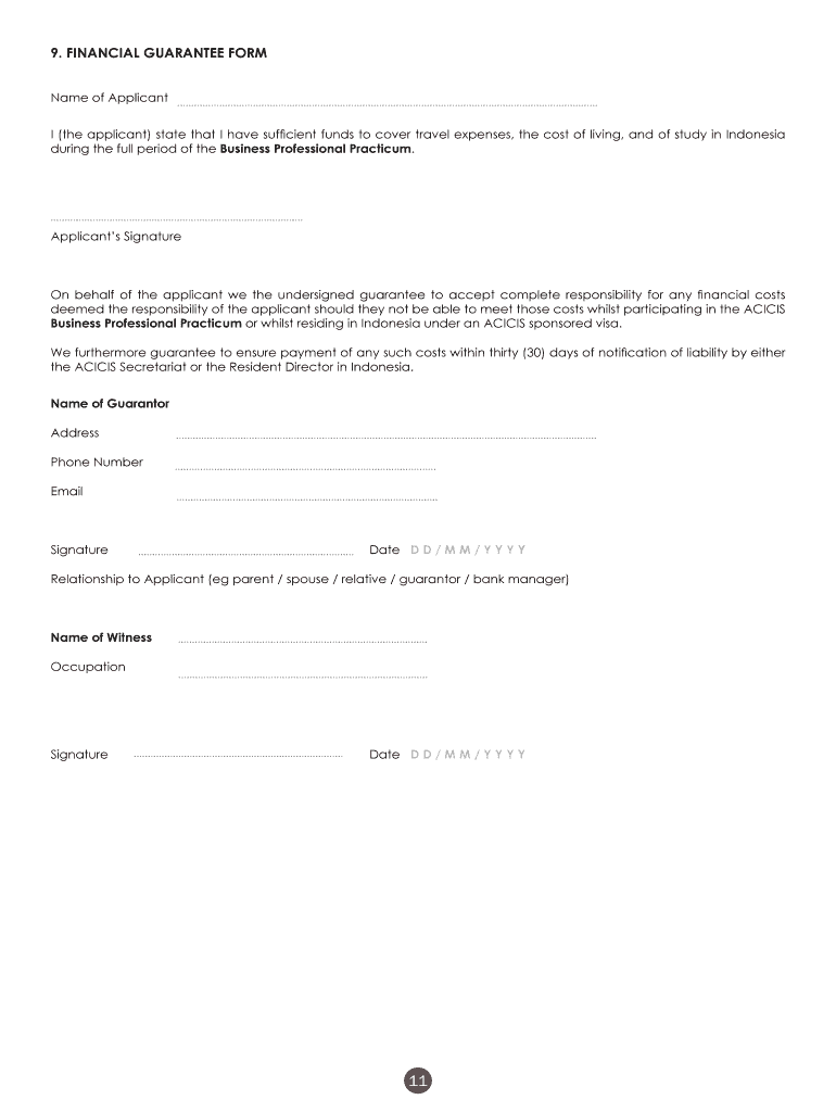 Fillable Online 9. financial guarantee form - acicis Fax Email Print ...