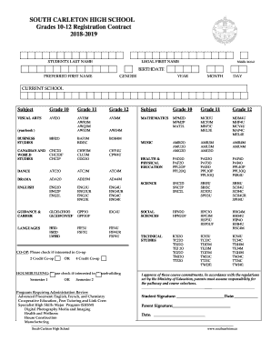 Fillable Online southcarletonhs ocdsb SOUTH CARLETON HIGH SCHOOL Grades ...