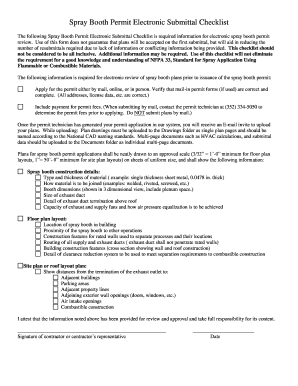 Fillable Online Spray Booth Permit Electronic Submittal Checklist Fax ...