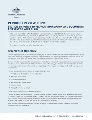 Fillable Online Periodic review form - Comcare Fax Email Print - pdfFiller