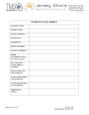 Fillable Online TMS PATIENT INTAKE FORMS.docx Fax Email Print - pdfFiller