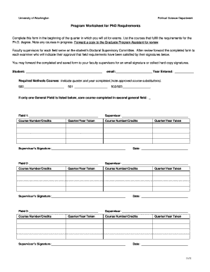 Fillable Online Program Worksheet for PhD Requirements Fax Email Print ...