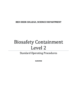 Fillable Online Biosafety Containment Level 2. Standard Operating ...