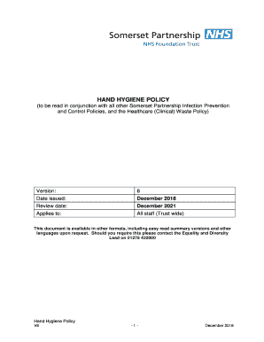 Fillable Online HAND HYGIENE POLICY - sompar.nhs.uk Fax Email Print ...