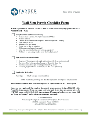 Fillable Online Wall Sign Permit Checklist Form Fax Email Print - pdfFiller