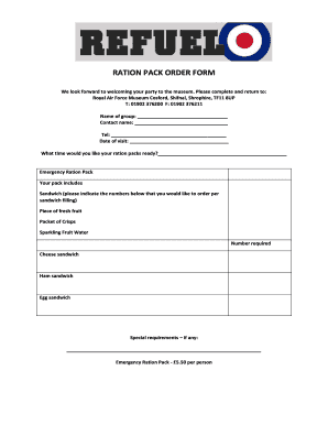 Fillable Online RATION PACK ORDER FORM Fax Email Print - pdfFiller