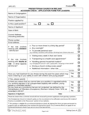 Fillable Online ACCESSNI CHECK - APPLICATION FORM FOR LEADERS Fax Email ...