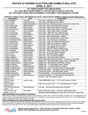Fillable Online notice of spring election and sample ballots april 4 ...