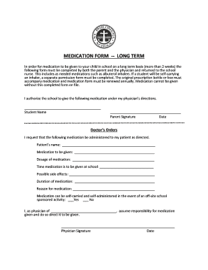 Fillable Online MEDICATION FORM -- SHORT TERM - Saint Philomena School ...