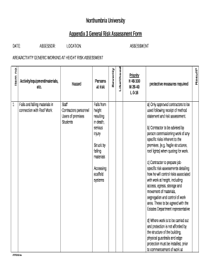 Example RA Falls from Height General Risk Assessment Doc Template ...