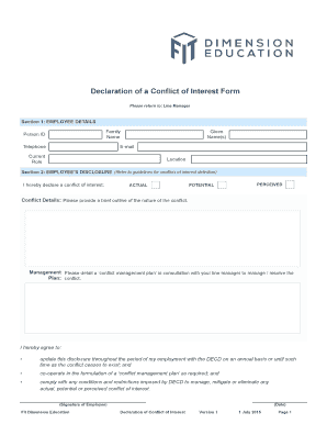 Fillable Online Declaration of a Conflict of Interest Form Fax Email ...
